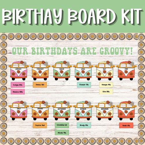 Groovy Birthday Bulletin Board Kit: Retro Bus Theme (PDF) - Etsy