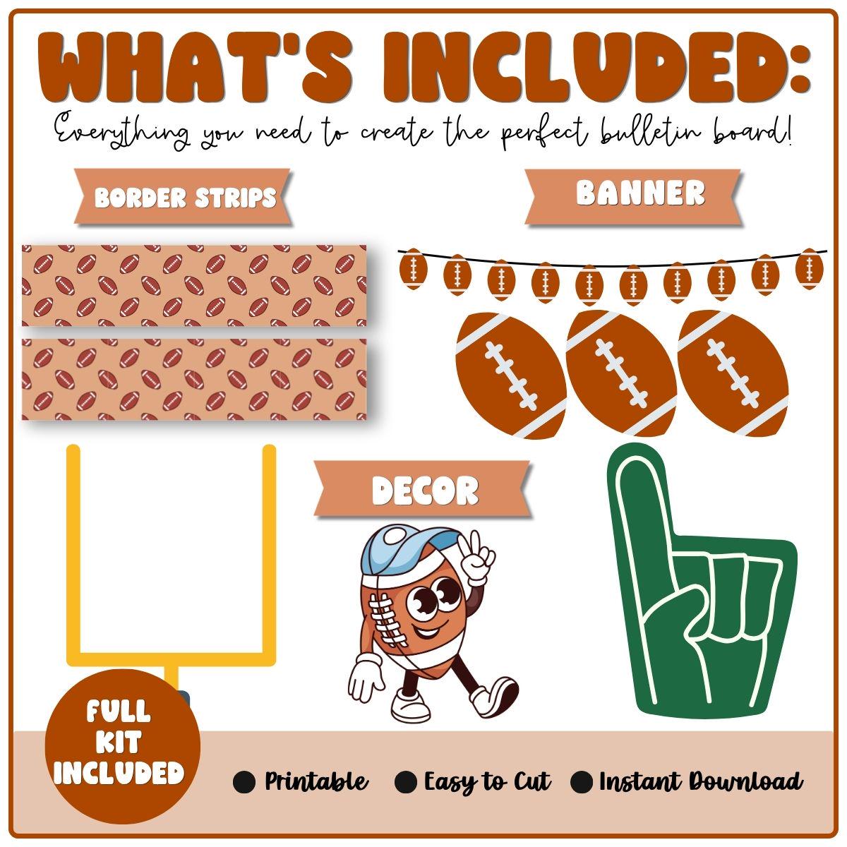 Football Classroom Bulletin Board Kit: Sports Theme Decor (printable ...