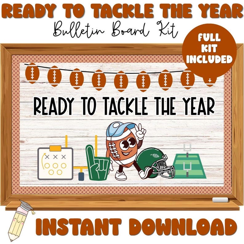 Football Classroom Bulletin Board Kit: Sports Theme Decor (printable ...