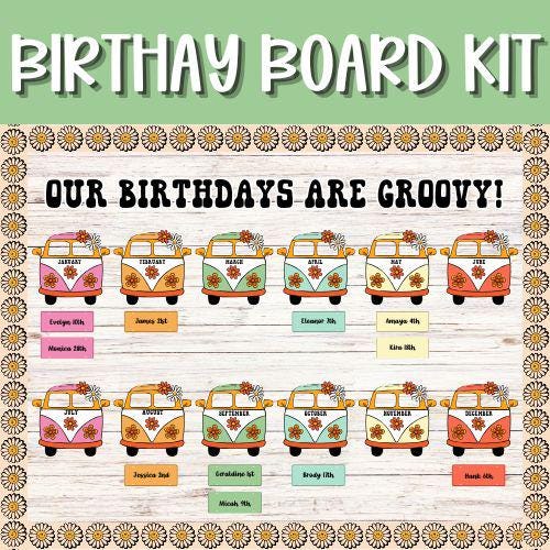 Groovy Birthday Bulletin Board Kit: Retro Bus Theme (PDF) - Etsy