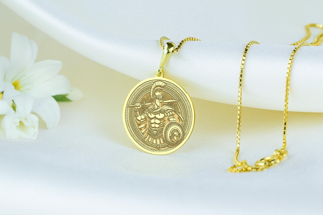 Mars Necklace - 925 Sterling Silver & Gold Plated Pendant - Roman God ...