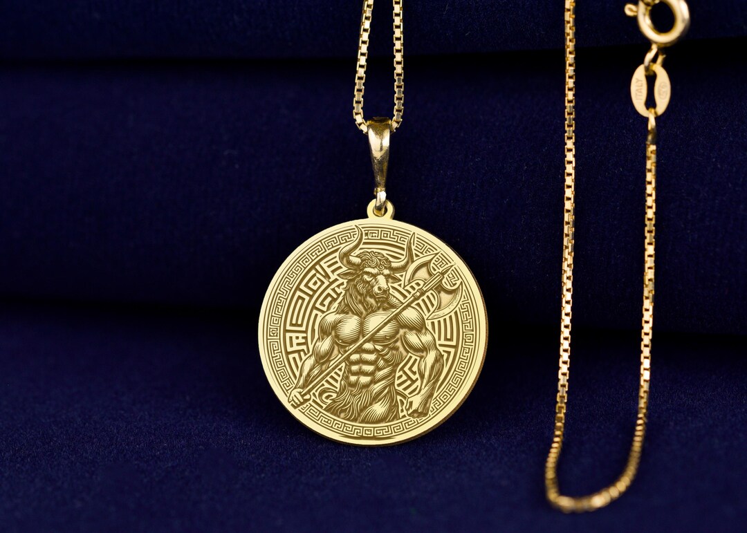 Minotaur Necklace | Labyrinth Warrior Necklace | Gold Plated & 925 ...