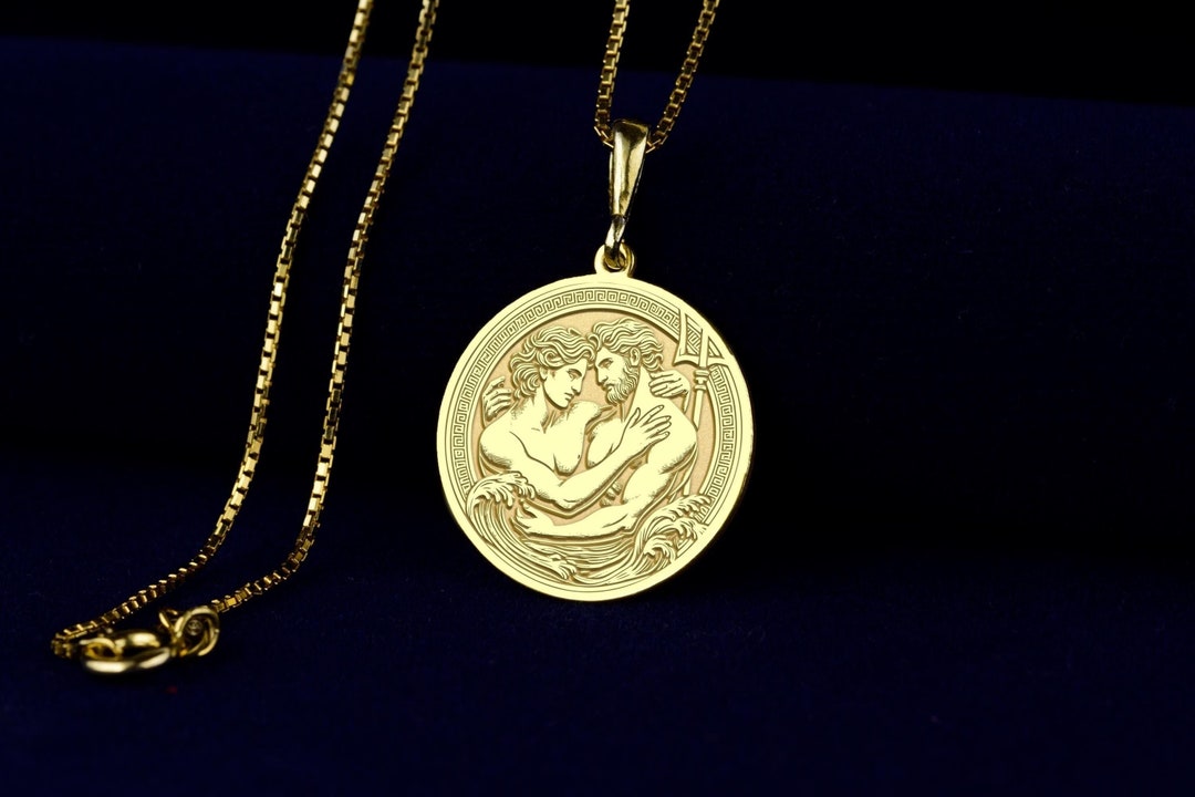 925K Silver Poseidon and Hades Gold Necklace Greek Mythology Lovers ...