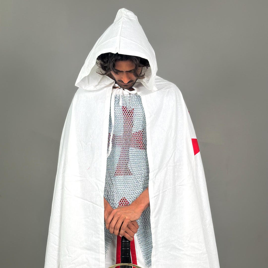 White Templar Cloak | Holy Cross Templar Crusader Cloak Upper & Inner ...