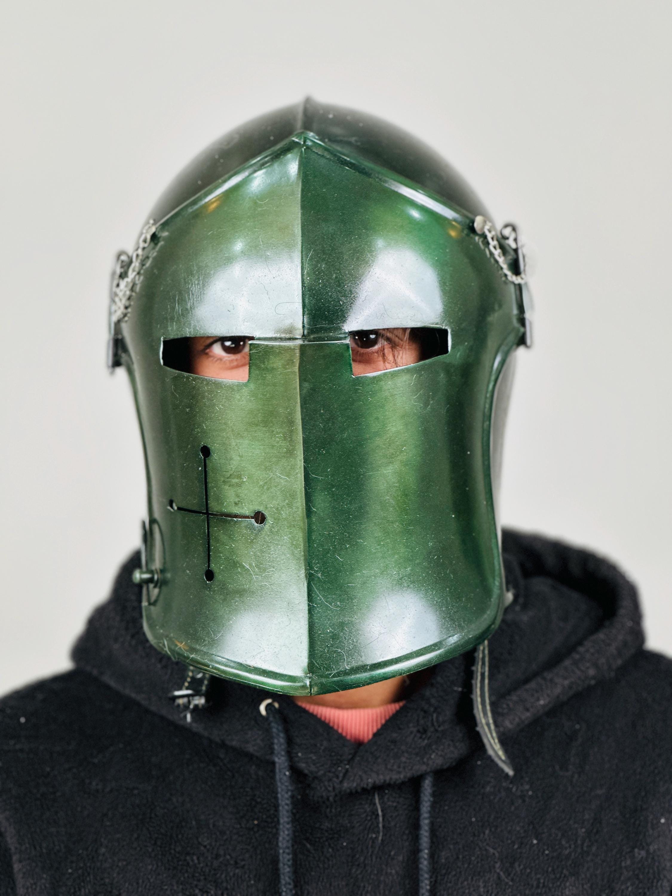 Green Barbuta Helmet ~ Medieval Knight Armor 18g Mild Steel Helmet ...