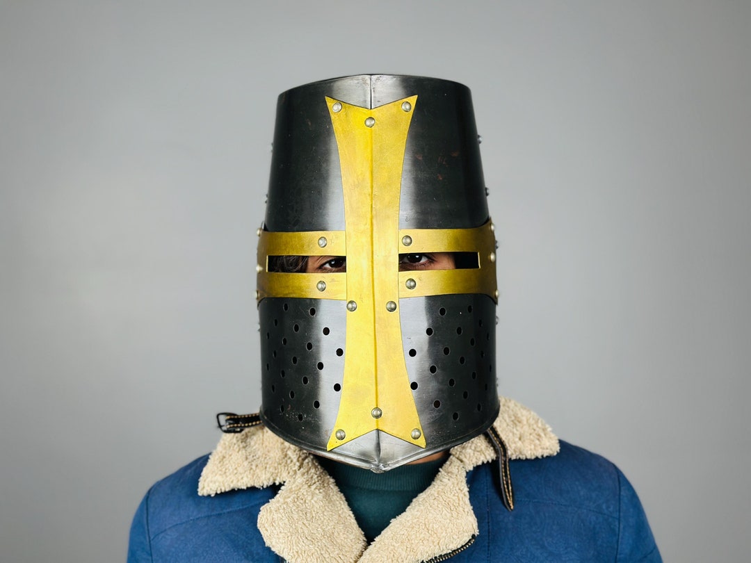 Blackened Templar Helmet | Holy Brass Cross Templar Crusader Helmet ...