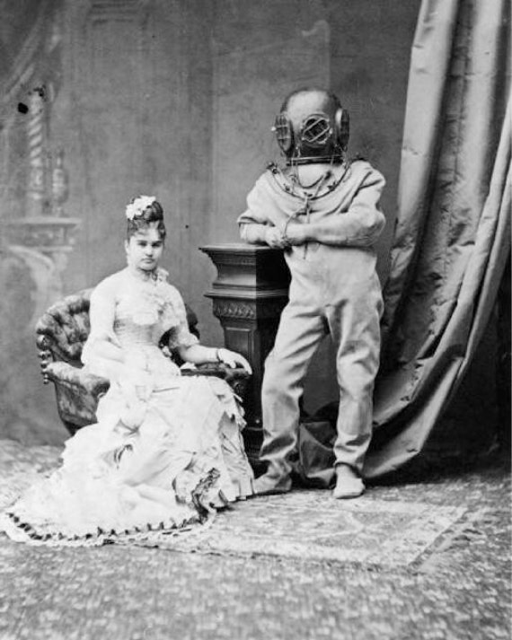 Victorian Lady Deep Sea Diver Weird vintage Photography | Etsy