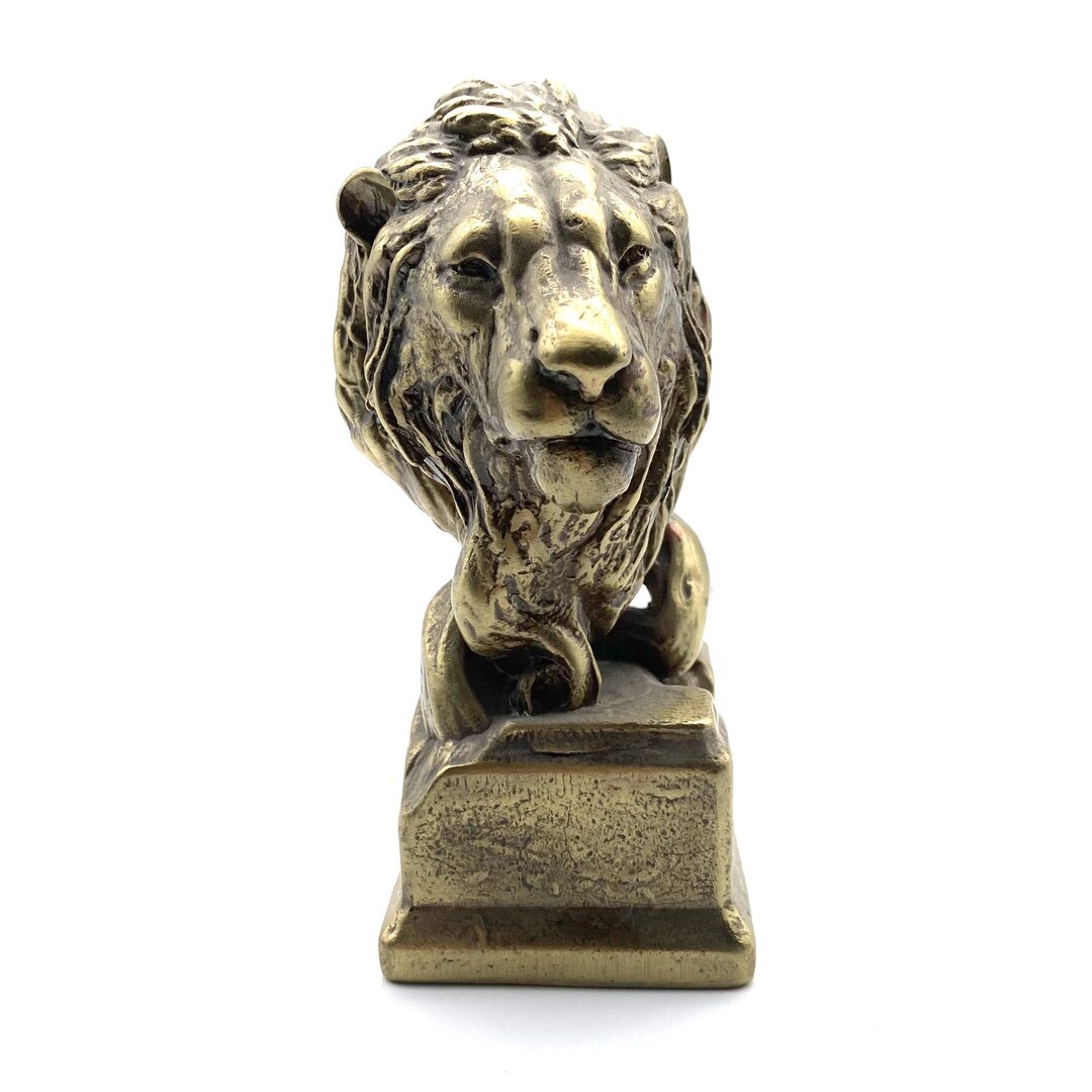 Brass Lion Statues Office Brass Figurine Desk Artistic Ornament ...