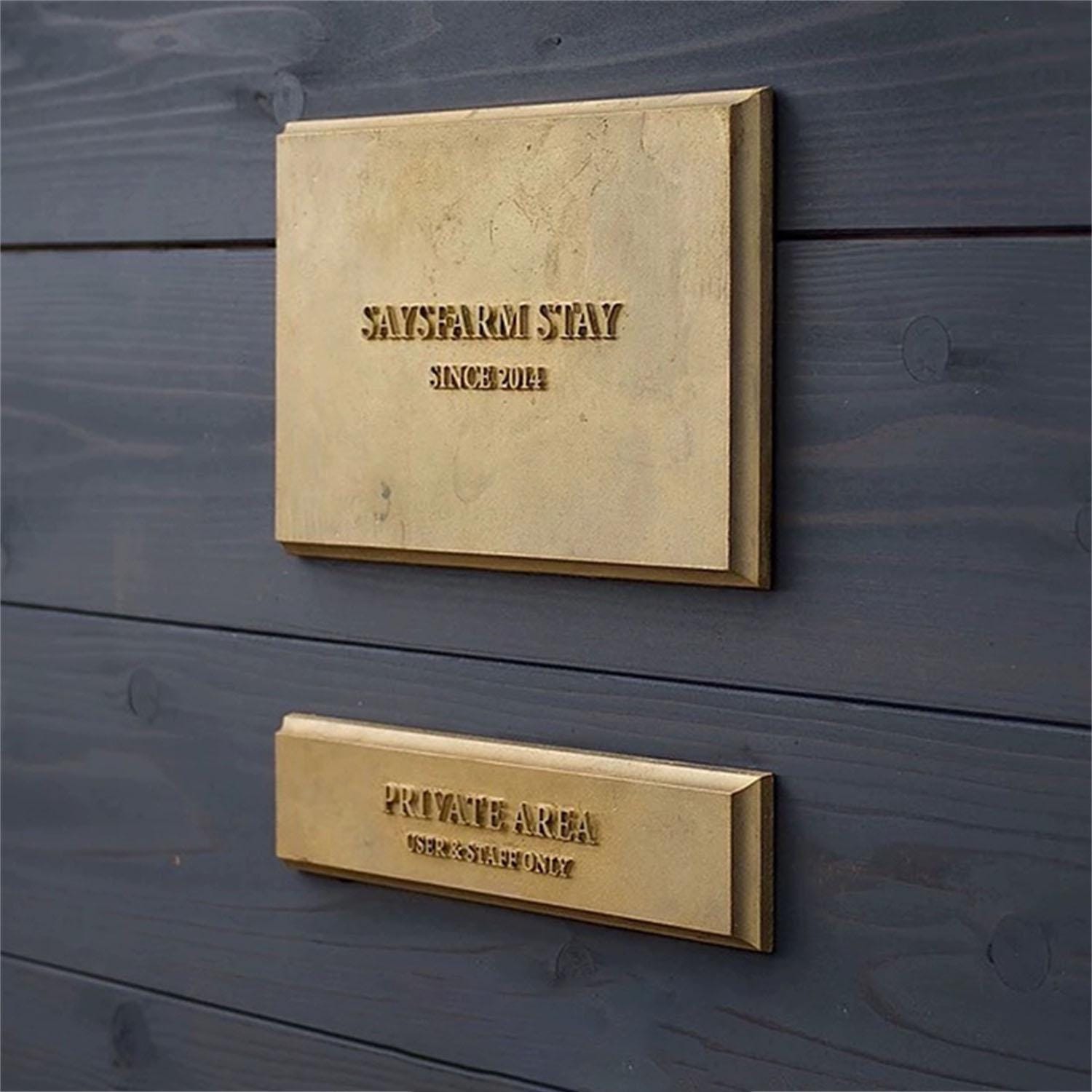 Handmade Hammered Brass Plaque, Custom Engraved Nameplate - Etsy