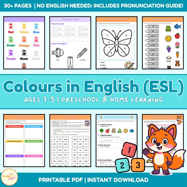 English Colours Printable Pack | Preschool ESL Colours Worksheets Ages ...