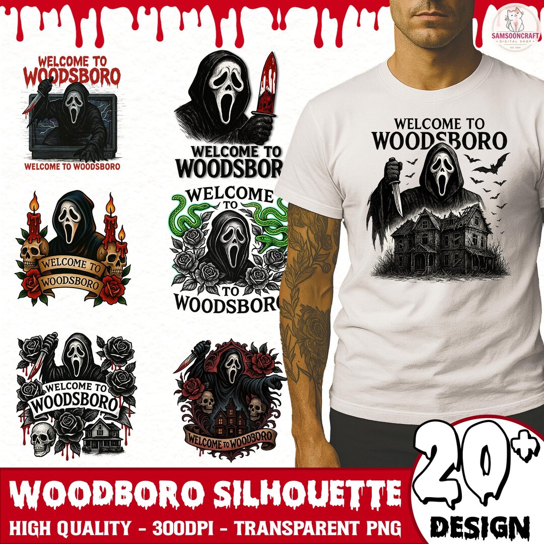 Scream Movie Png Bundle, 20 PNG Horror Scream, Woodboro Silhouette Png ...
