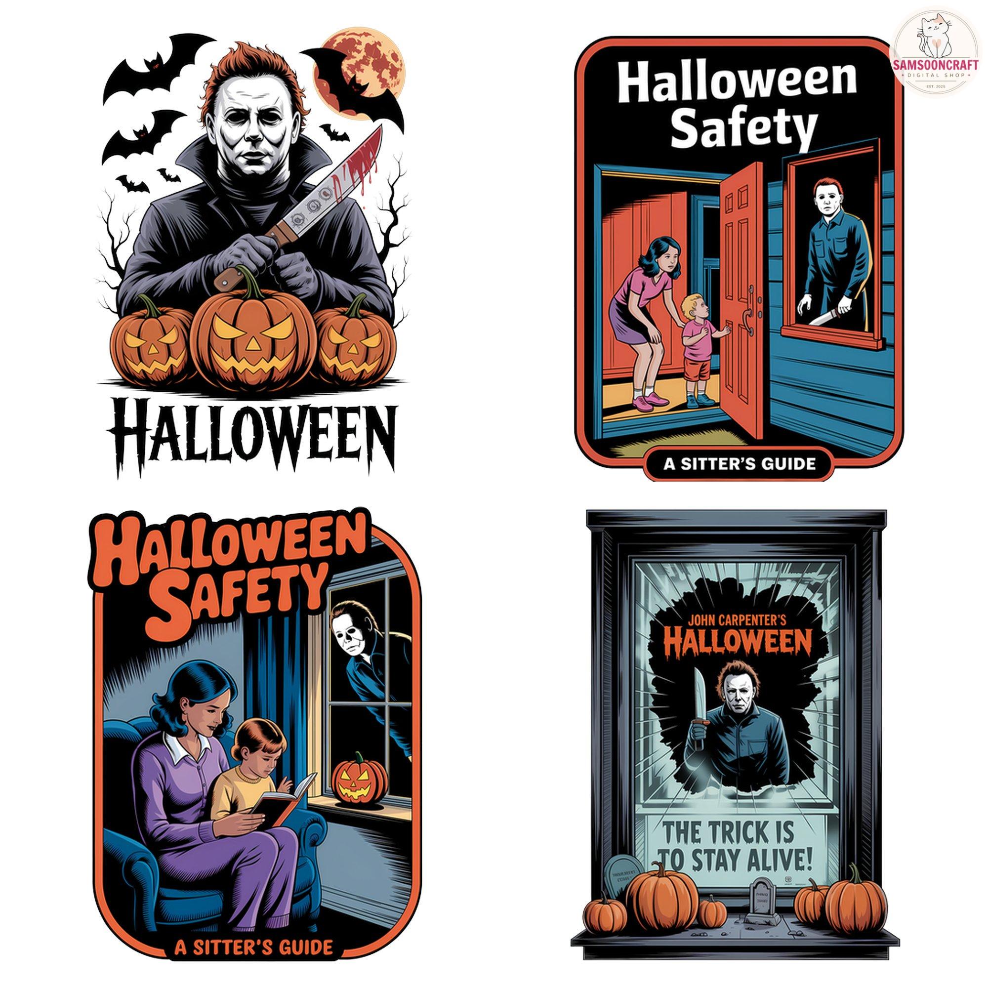 Halloween Safety Png Bundle, 20 PNG Michael Myers, Horror Scary Ghost ...