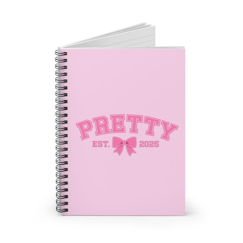 Spiral Notebook Pretty Pink Bow, Ruled Line Journal, Cute Bow Planner ...