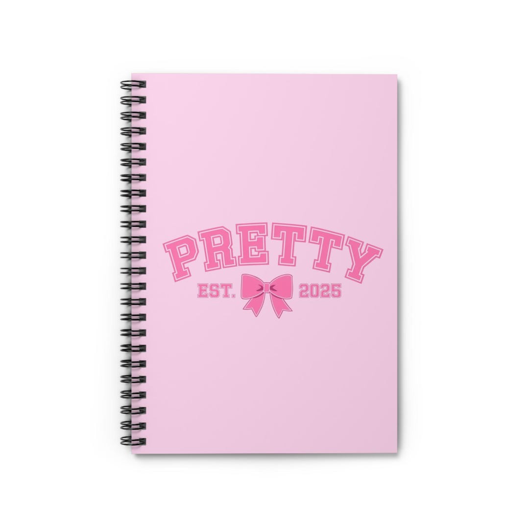 Spiral Notebook Pretty Pink Bow, Ruled Line Journal, Cute Bow Planner ...