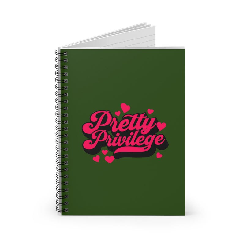 Spiral Notebook Pink and Green Pretty Privilege, Cute Journal, Trendy ...