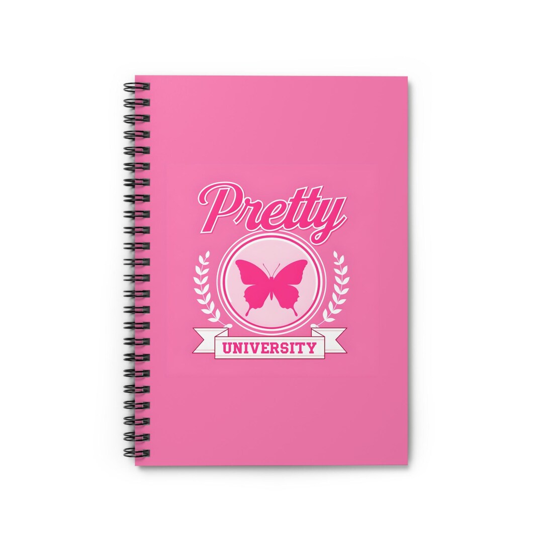 Pretty University Spiral Notebook - Ruled Line, Pink Butterfly Journal ...