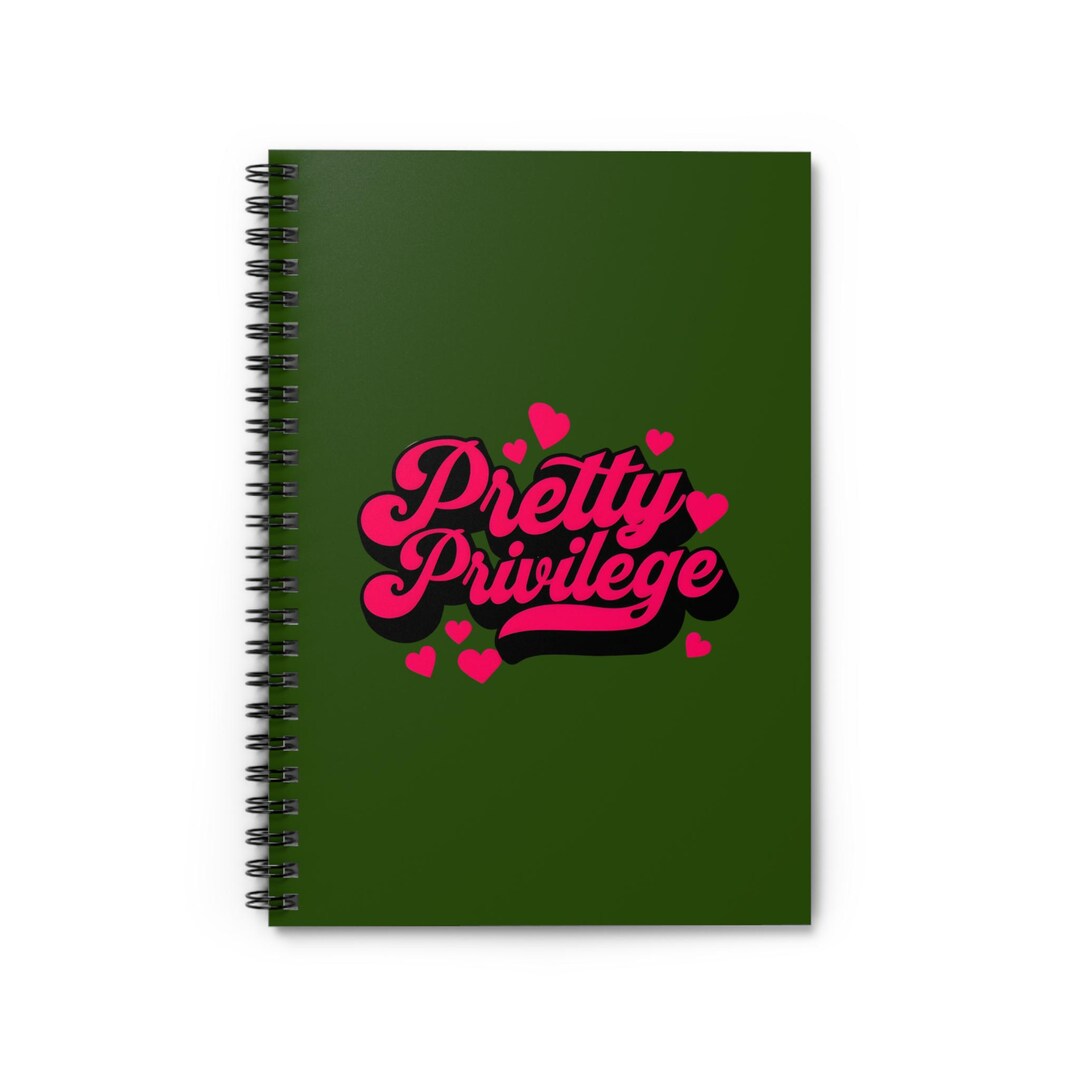 Spiral Notebook Pink and Green Pretty Privilege, Cute Journal, Trendy ...