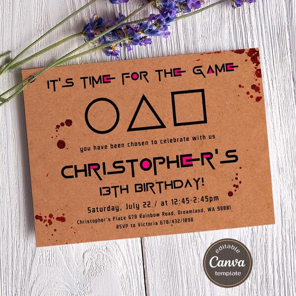 Squidgame Party Invitations - Etsy