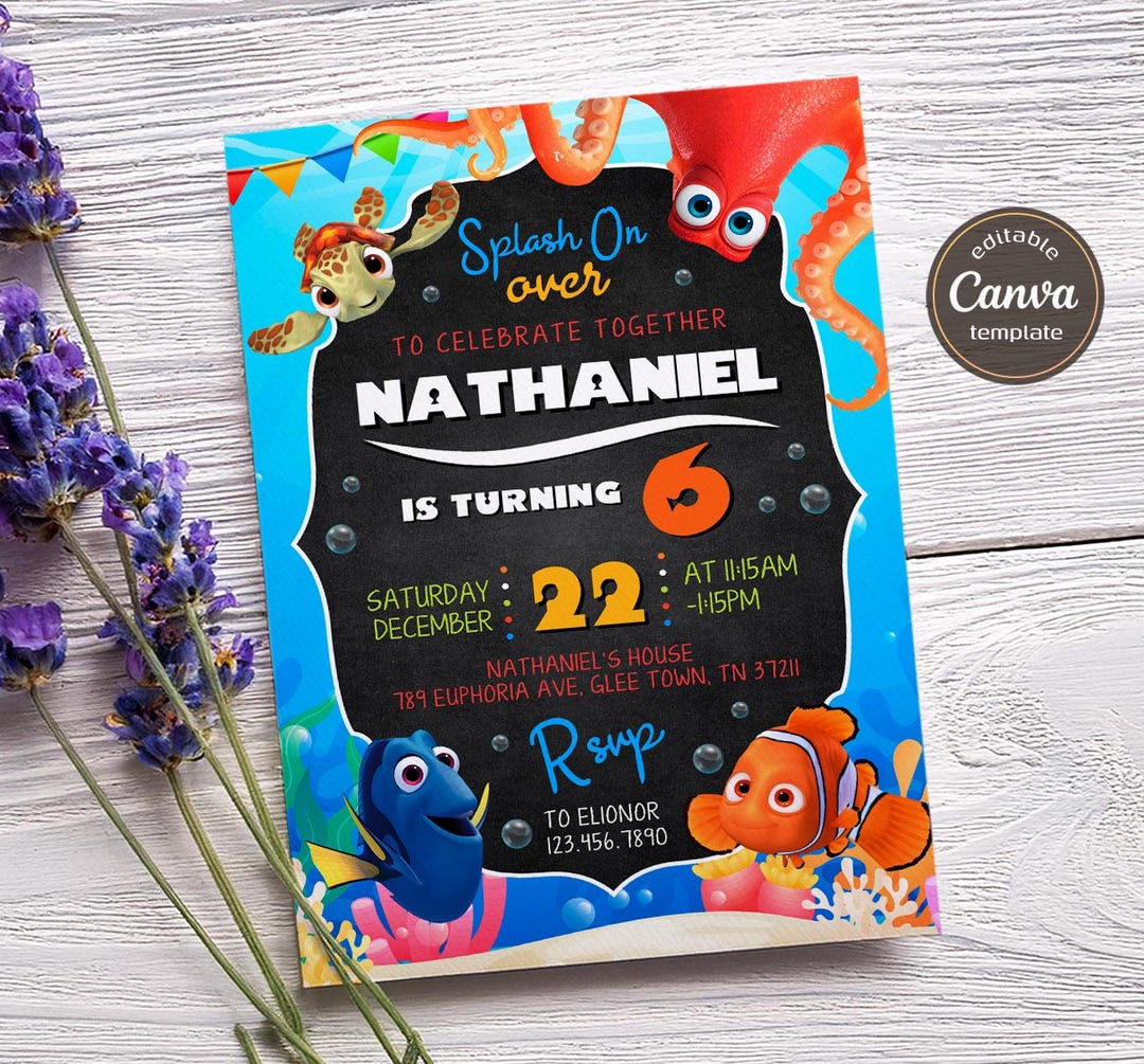 Printable Boy Birthday Invitation | Nemo Birthday Invite | Editable ...
