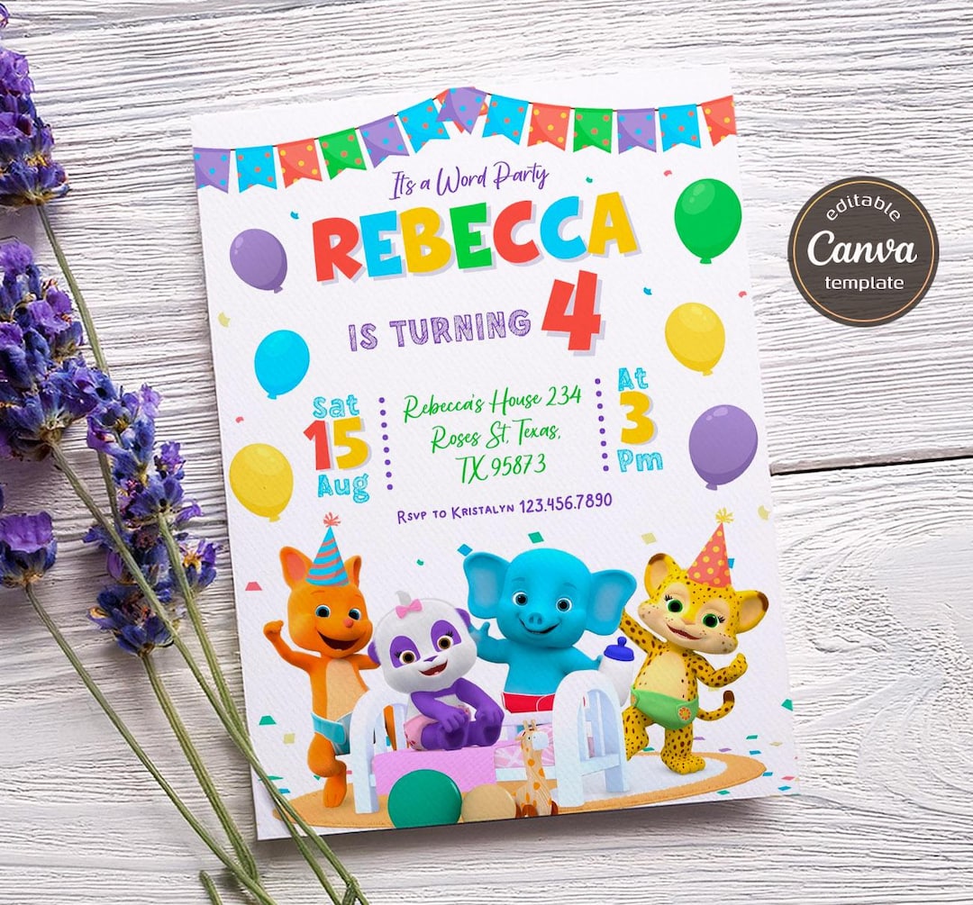 Printable Editable Word Party Invitation, Words Party Birthday Invite ...