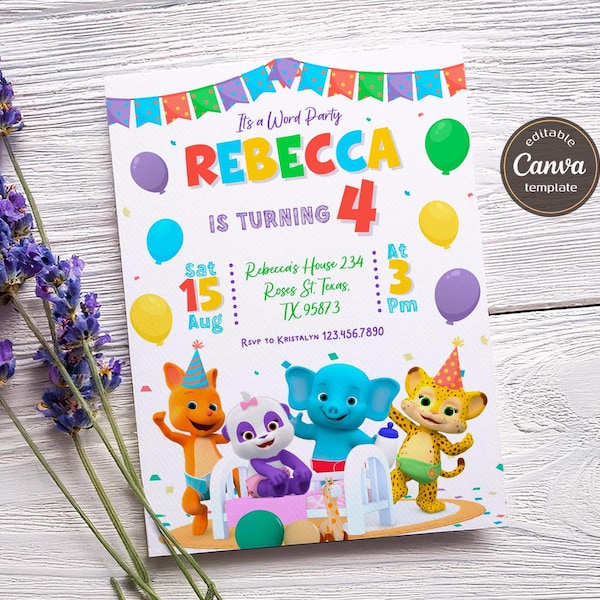 Word Party Invitations - Etsy