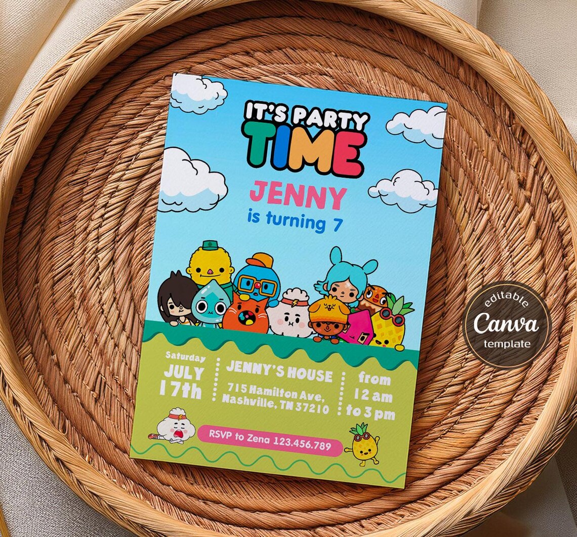 Toca Boca Birthday Invite, Tocaboca Digital Invite, Toca Boca Life ...