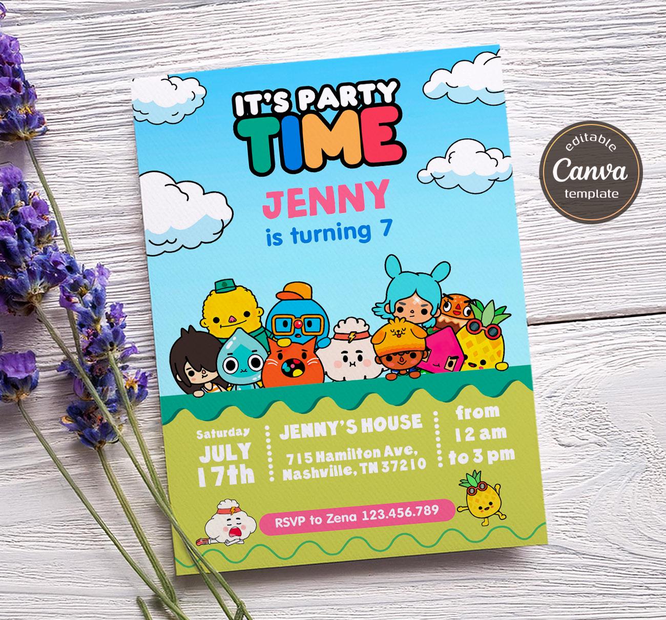 Toca Boca Birthday Invite, Tocaboca Digital Invite, Toca Boca Life ...