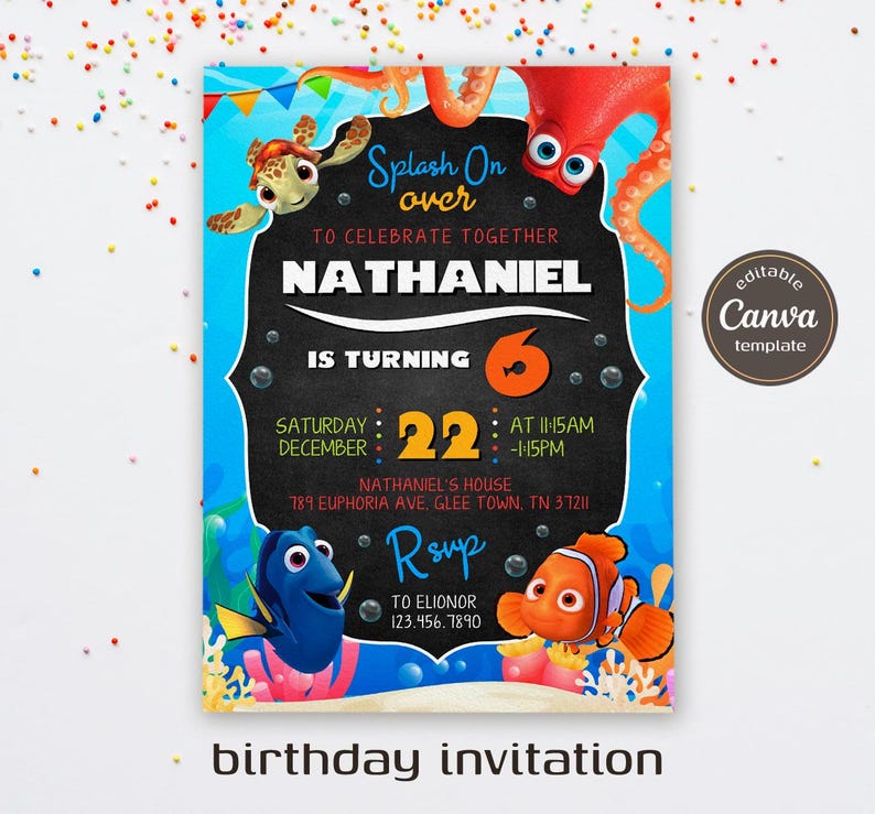 Printable Boy Birthday Invitation | Nemo Birthday Invite | Editable ...