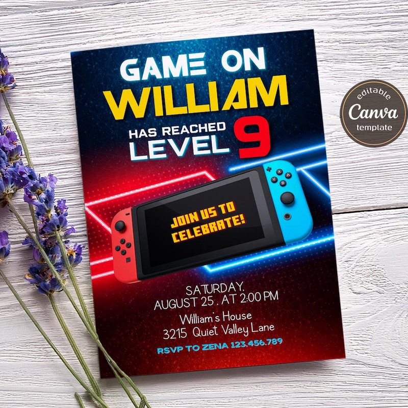 Nintendo Switch Invitation - Etsy