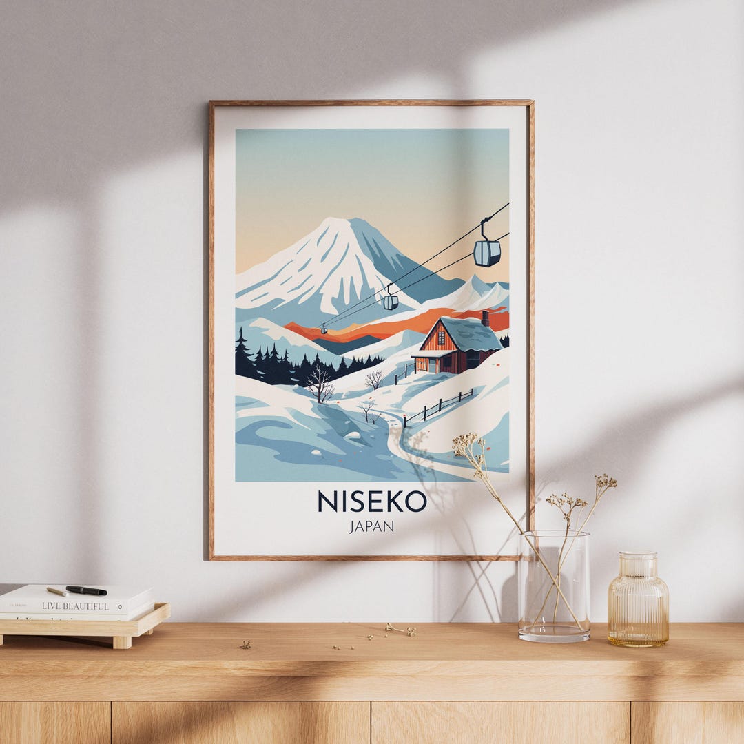 Niseko Japan - Unframed Poster, Wall Art, Ski Gondola Landscape, Winter ...