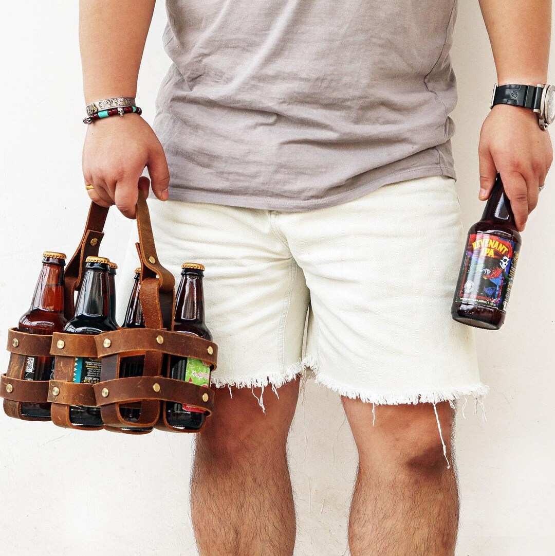6 Pack Beer Holder for Bike , Leather Bike Beer Holder , Leather ...