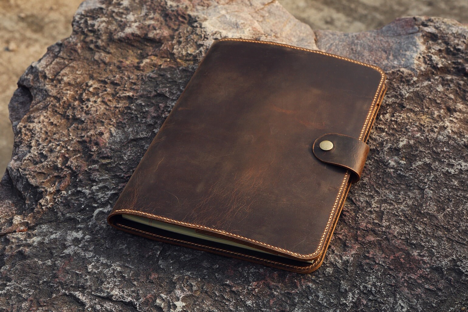 Personalized Vintage Real Leather Business Portfolio Notepad Folder ...