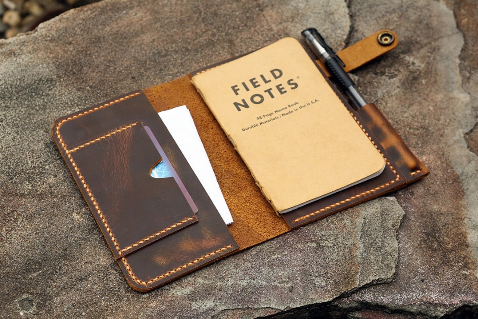 Personalized Leather field notes case wallet / mens leather | Etsy