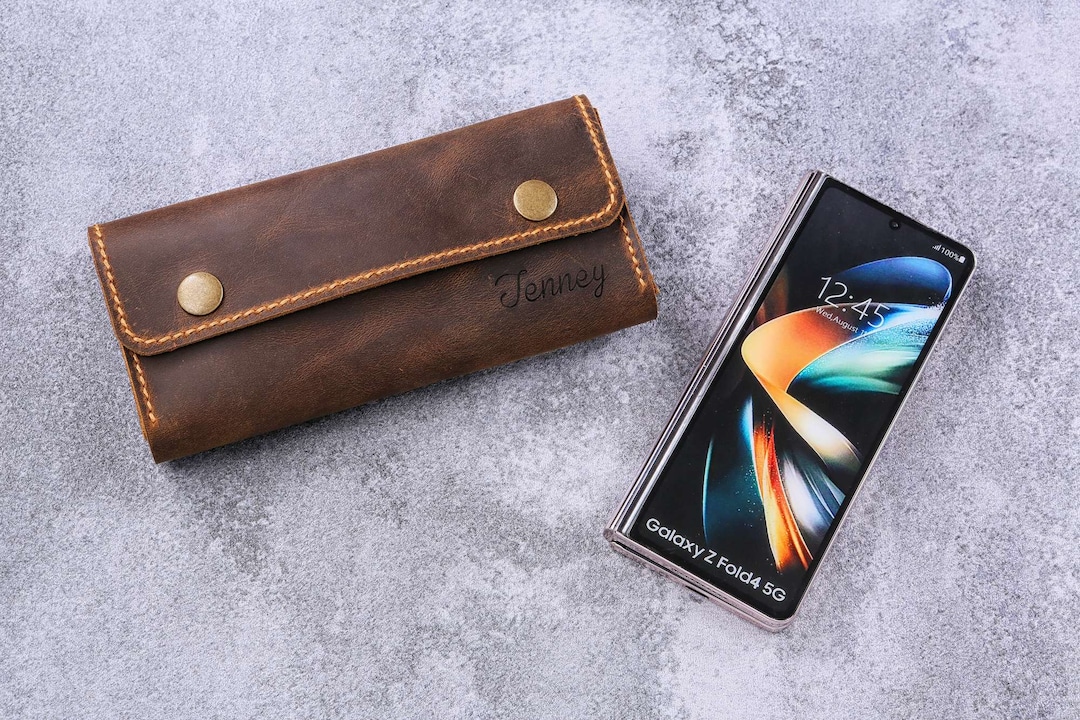 Personalized Leather Cell Phone Holster for Samsung Galaxy Z Fold 4 ...