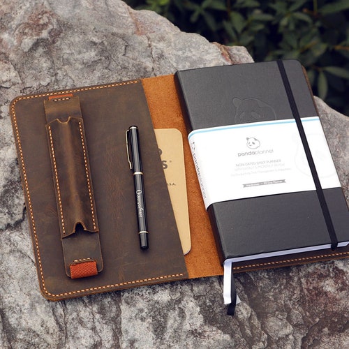 Personalized Distressed Leather Cover Case for Panda Planner - Etsy