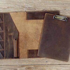 Personalized Rustic Leather Clip Board Clipboard Padfolio , A4 Letter ...