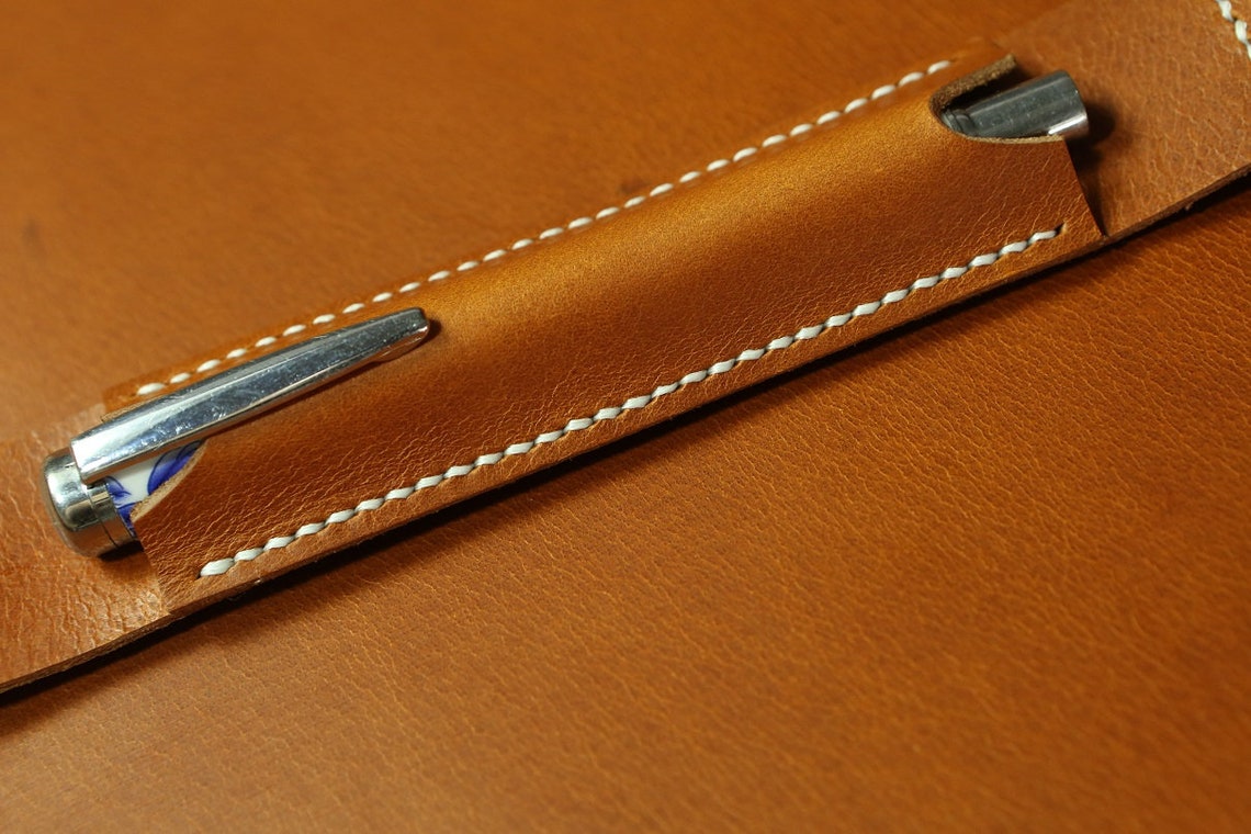 Vegetable Tanned Leather Pen Pencil Holder Quiver for Moleskine Classic ...
