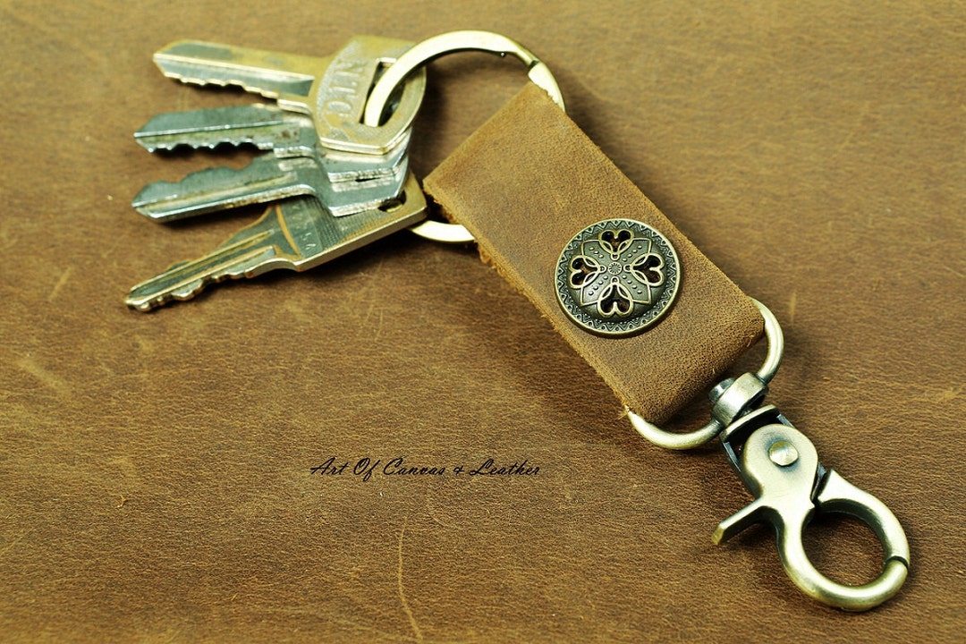 Leather Personalised Keyrings / Custom Keychains / Leather Key Clip ...