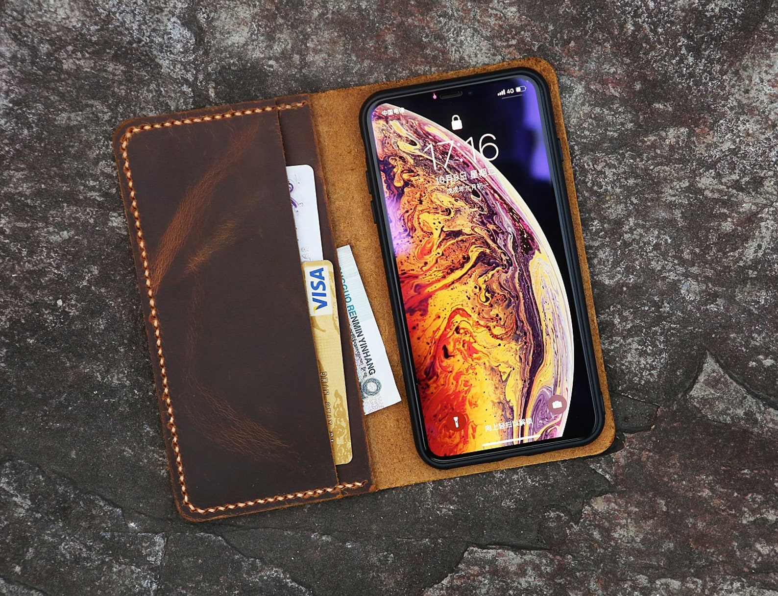 Distressed Vintage Brown Leather Iphone 13 12 11 Pro Max - Etsy