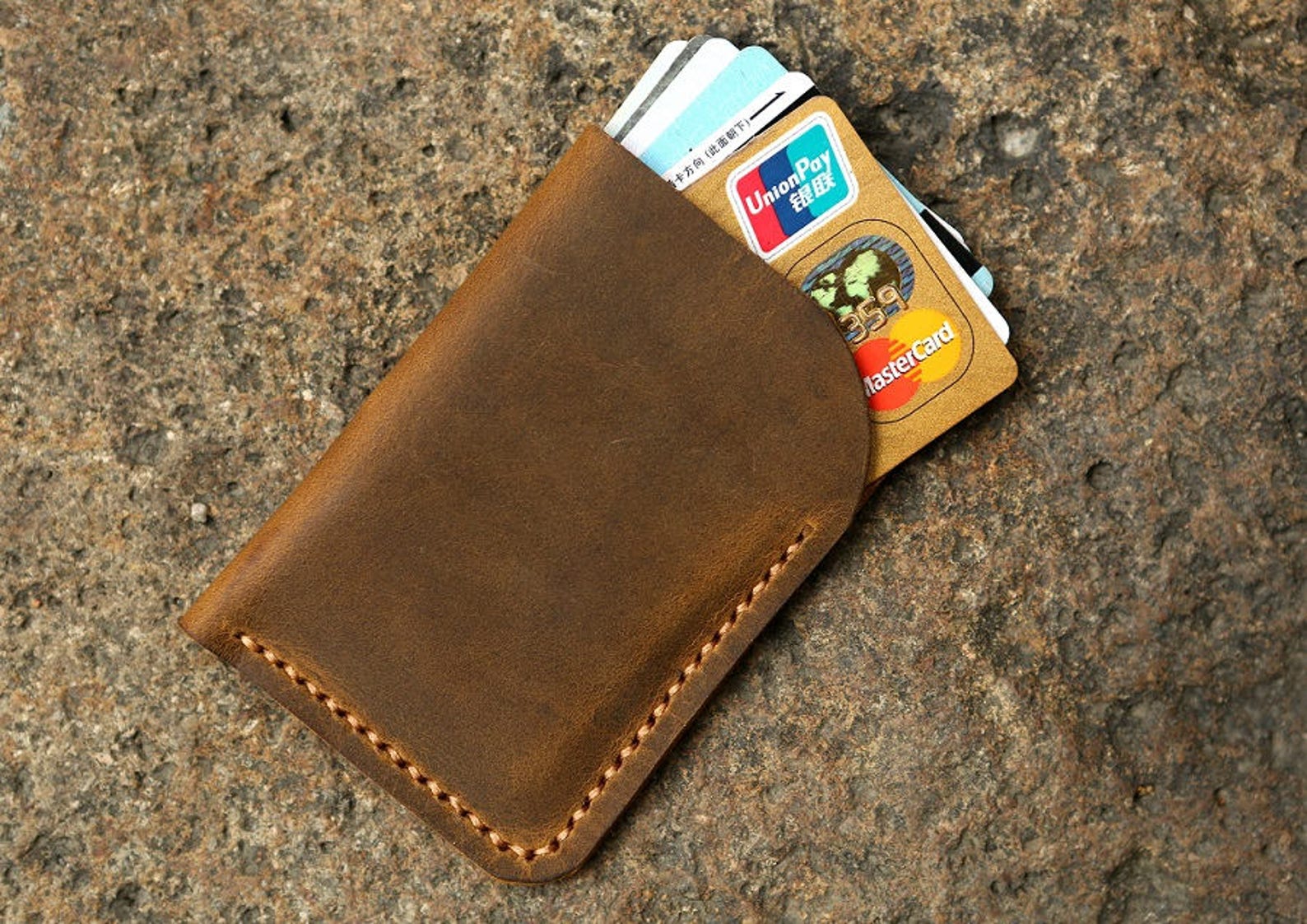 Minimalist Leather Credit Card Sleeve Holder / Personalized - Etsy
