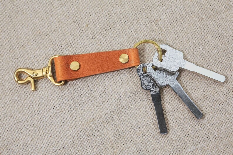 Heavy Duty Personalized Leather Keychain With Solid Brass Hook , Custom ...