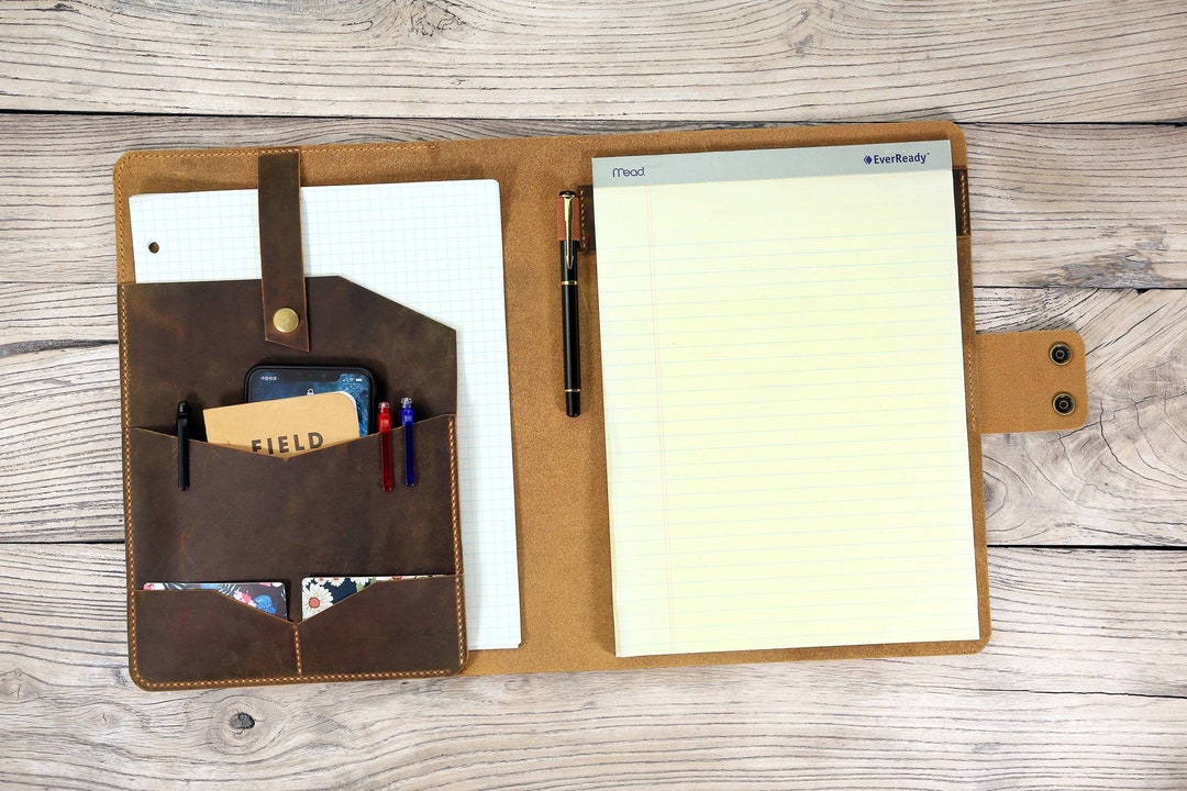 Personalized Leather Padfolio , 8.5 X 11 Padfolio , Leather Cover Folio ...