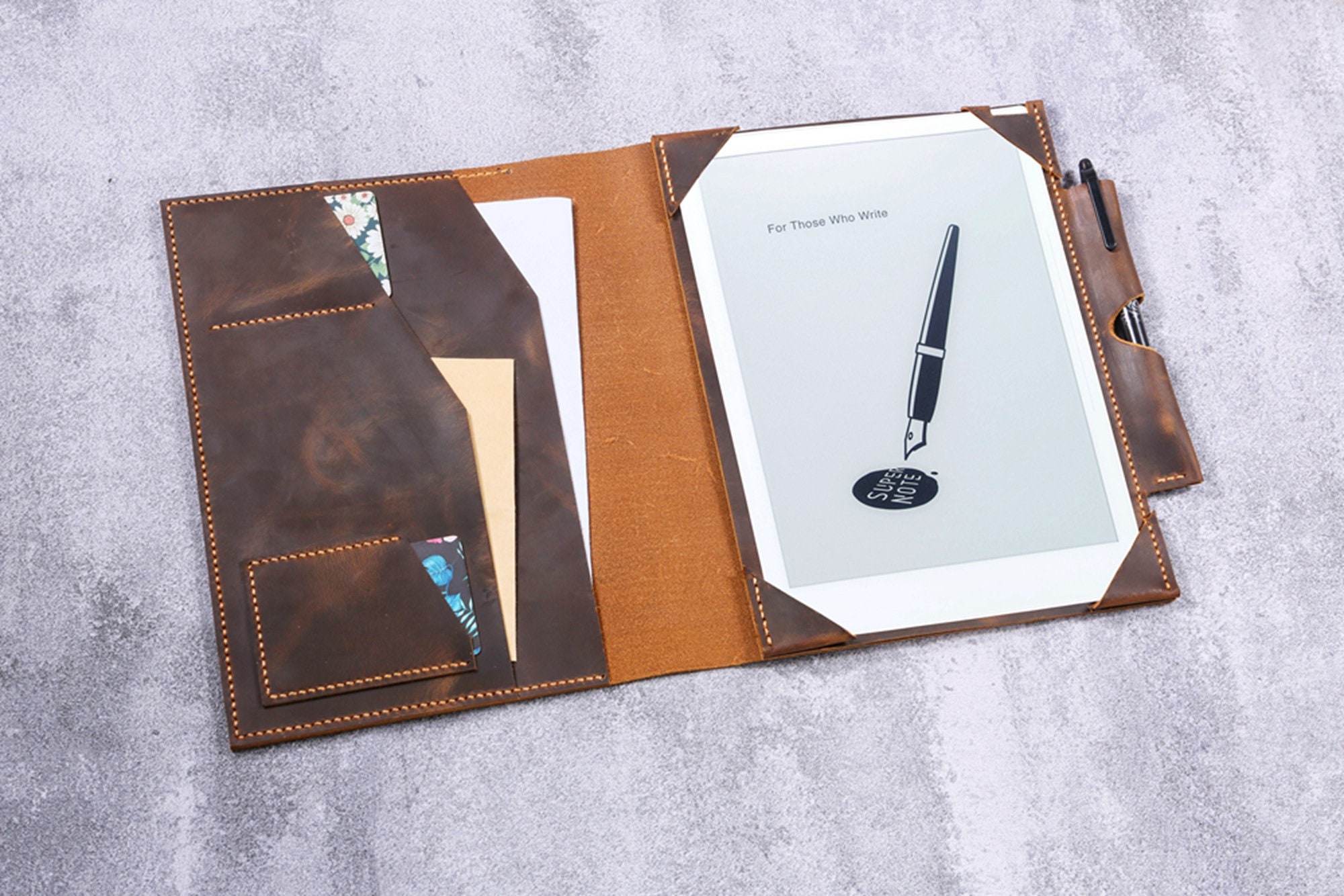 Handcrafted Rugged Leather Folio Cover Case for Supernote A5X2 Manta ...