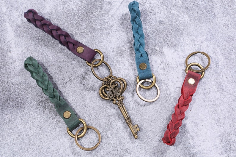Vintage Distressed Braided Leather Keychain Key Fob - Etsy