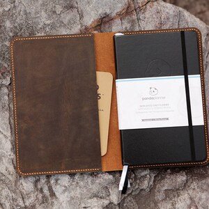 Personalized Distressed Leather Cover Case for 5.25 X 8.25 Inch Panda ...