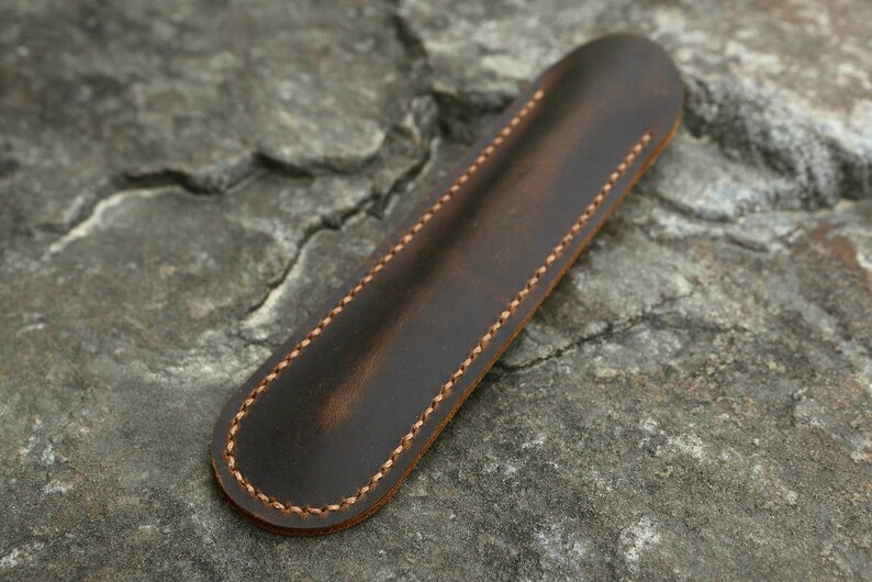 Handmade Distressed Leather Fountain Pen Sleeve / Leather Single Pen ...