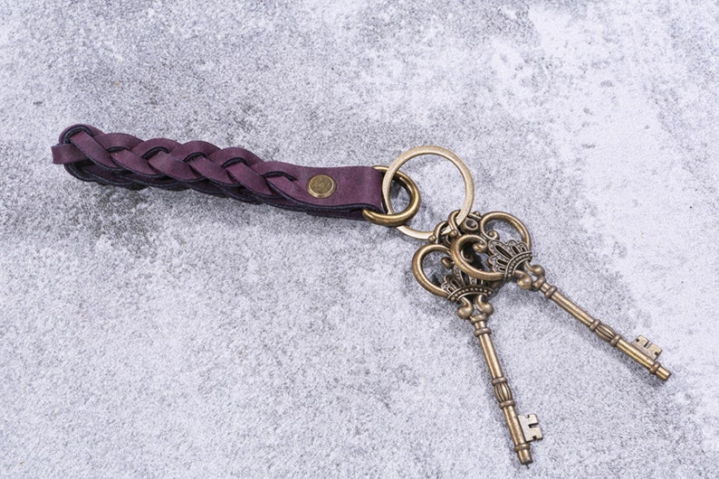 Vintage Distressed Braided Leather Keychain Key Fob - Etsy