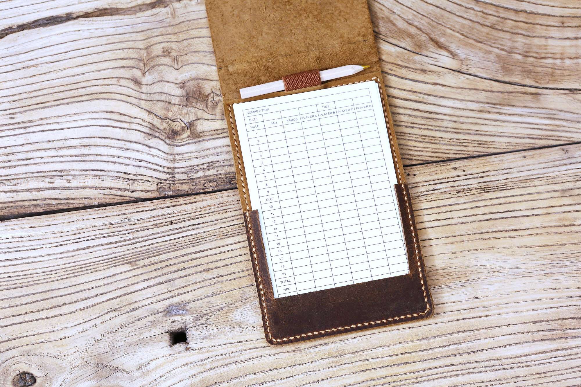 Personalized Vintage Brown Leather Golf Scorecard Holder Cover | Etsy