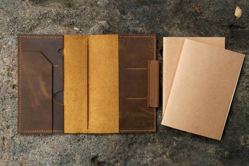 A5 Leather Journal Cover Organizer / Personalized A5 Leather Traveler's ...