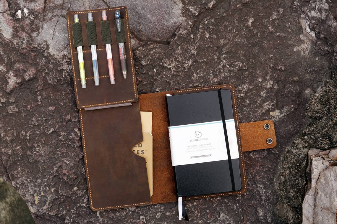 Personalized Rustic Leather Panda Daily Planner Cover Case - Etsy